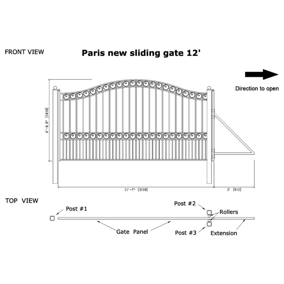 12x6 ft Steel Sliding Driveway Gate – Chery Industrial