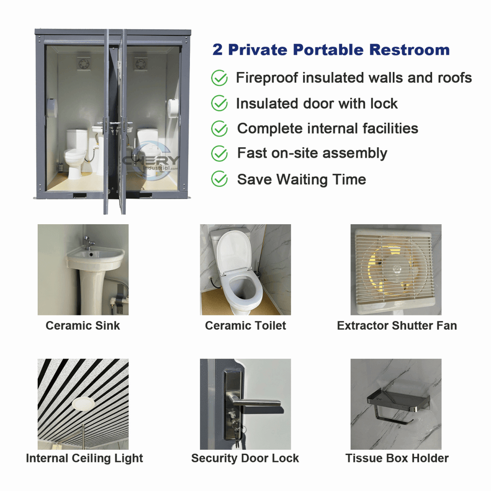 2 Private Toilet Stalls Portable Restroom – Chery Industrial