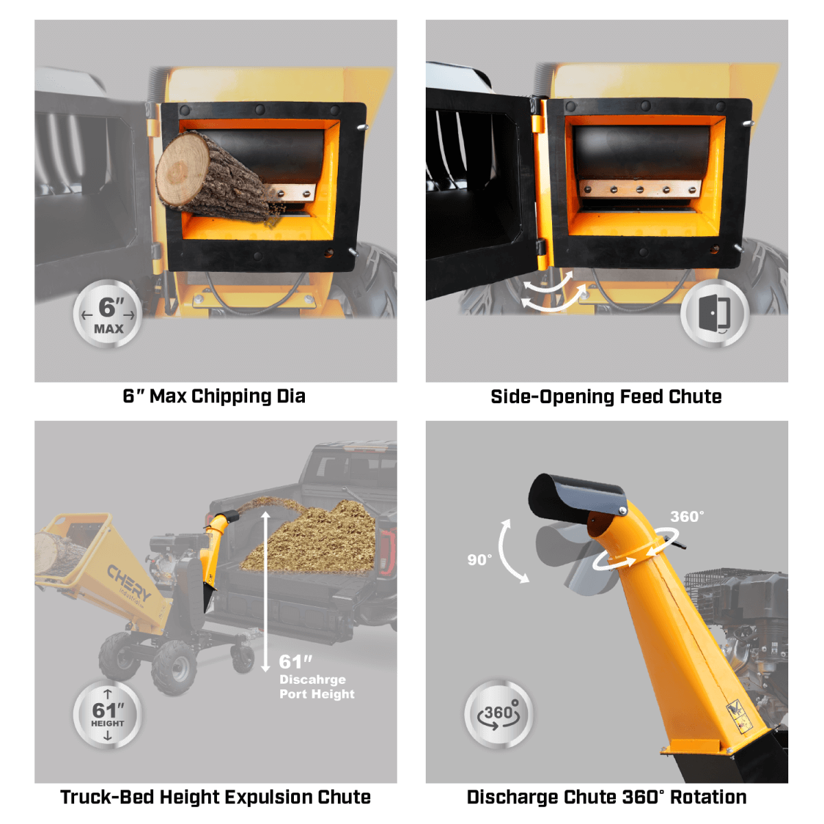 6" 15 HP 420cc Gas Powered Wood Chipper – Chery Industrial