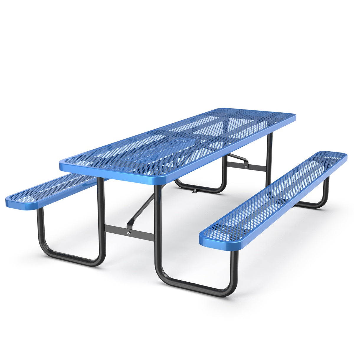 8 ft Metal Picnic Tables for Outdoors, Rectangle Coated Steel Patio Fu ...
