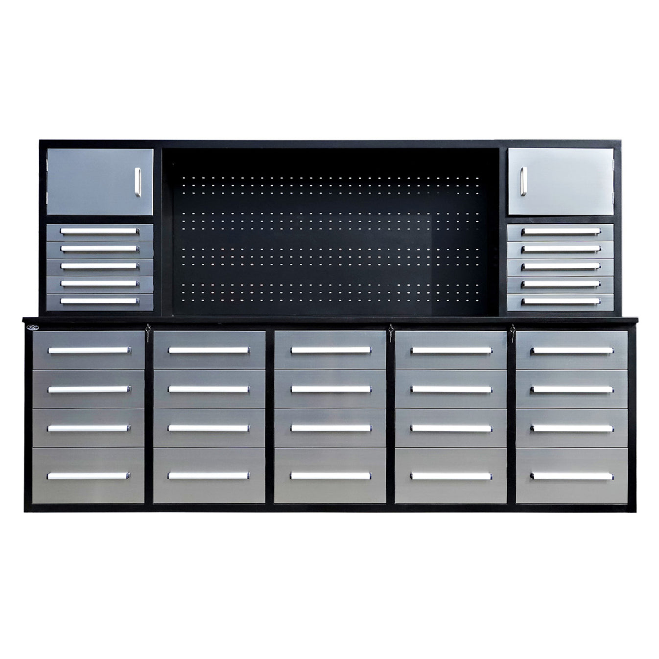 9.5ft Storage Workbench with 30 Drawers & 2 Cabinets & 1 Pegboard ...