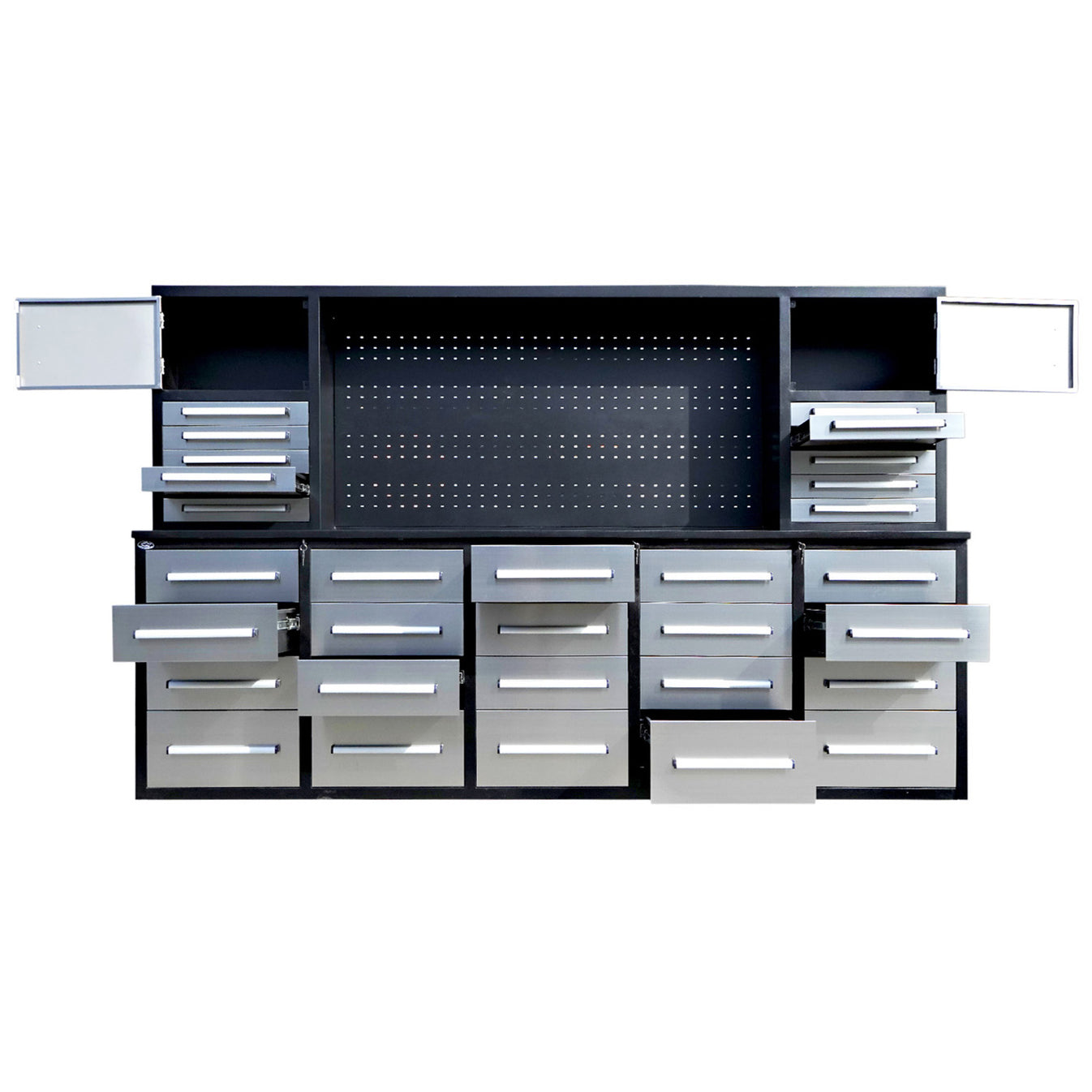 9.5ft Storage Workbench with 30 Drawers & 2 Cabinets & 1 Pegboard ...