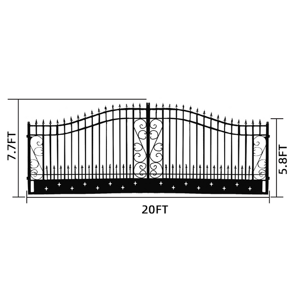 [AS-IS] 20ft Dual Swing Wrought Iron Gate, Star Design – Chery Industrial