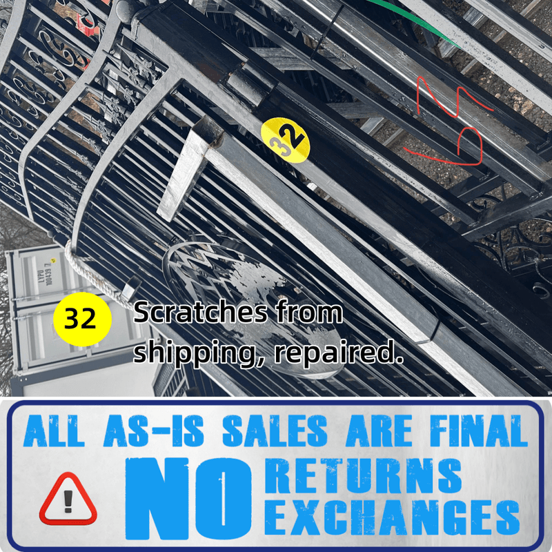 [AS-IS] 14ft Dual Swing Wrought Iron Gate, OX Pattern