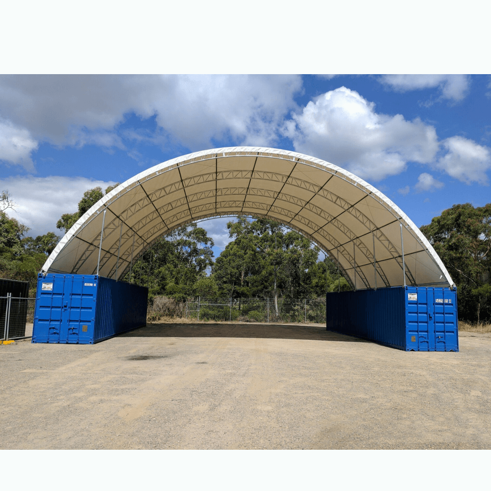 40'x40'x15' Double Truss Shipping Container Canopy Shelter, Outside ...