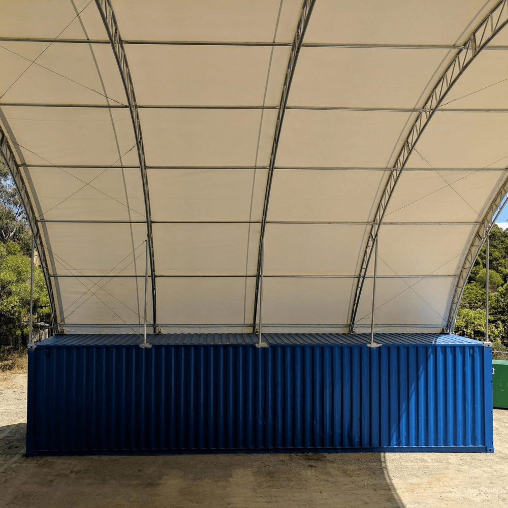 40'x40'x15' Double Truss Shipping Container Canopy Shelter, Outside ...