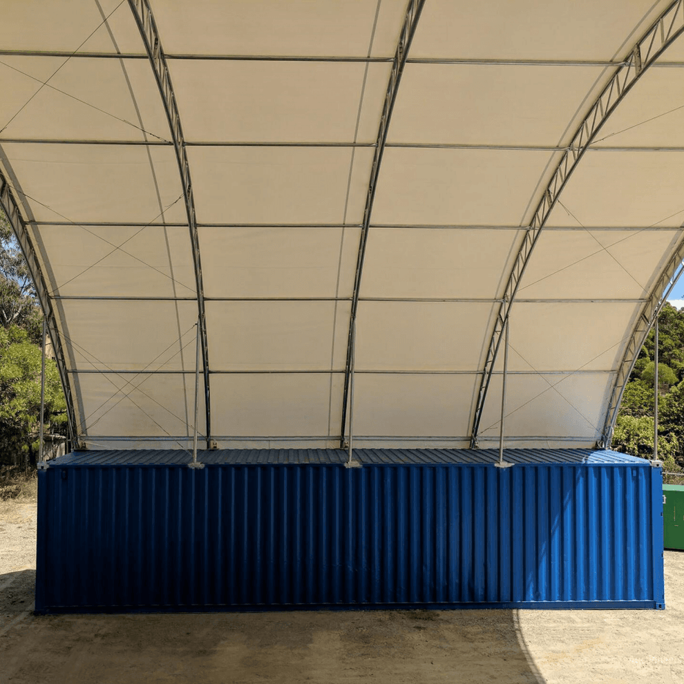 40'x40'x15' Double Truss Shipping Container Canopy Shelter, Outside ...