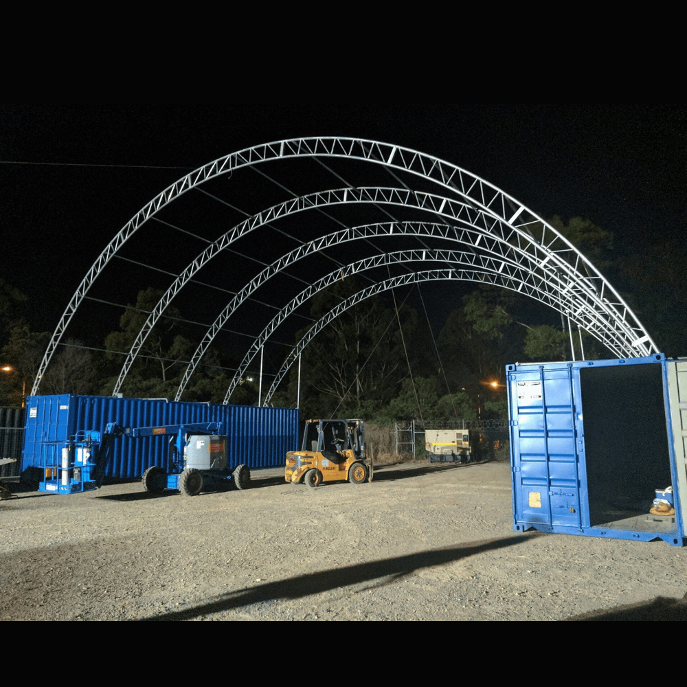 40'x40'x15' Double Truss Shipping Container Canopy Shelter, Outside ...
