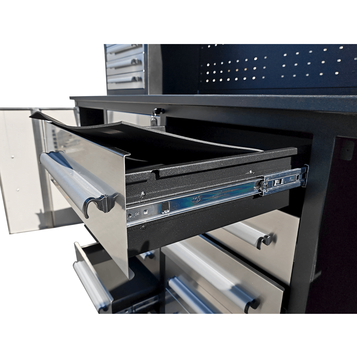 7' Garage Storage Cabinet with Workbench (18 Drawers & 4 Cabinets & Pe