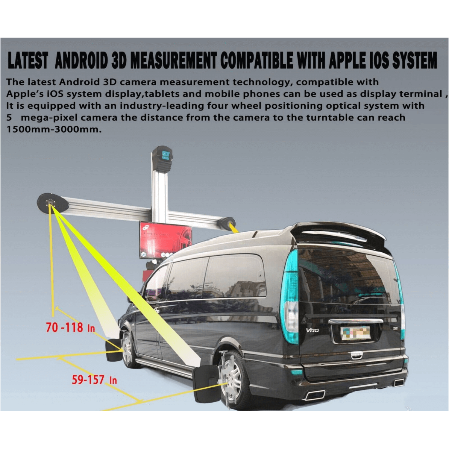 Wheel Alignment Machine Full-Automatic Works on 2 Post & Scissor Lift-