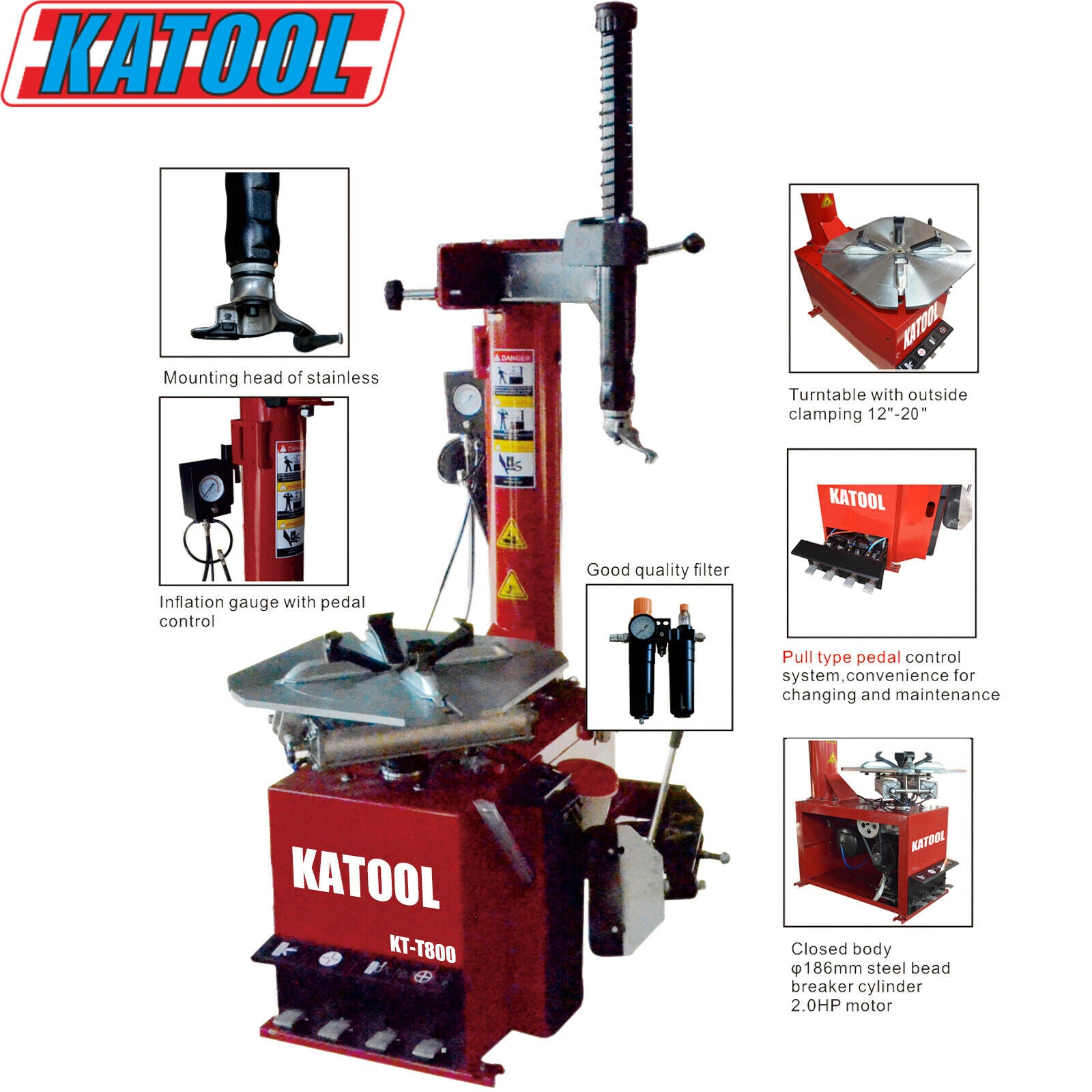 KT-T800 Tire changer Motor 2.0HP home garage equipments