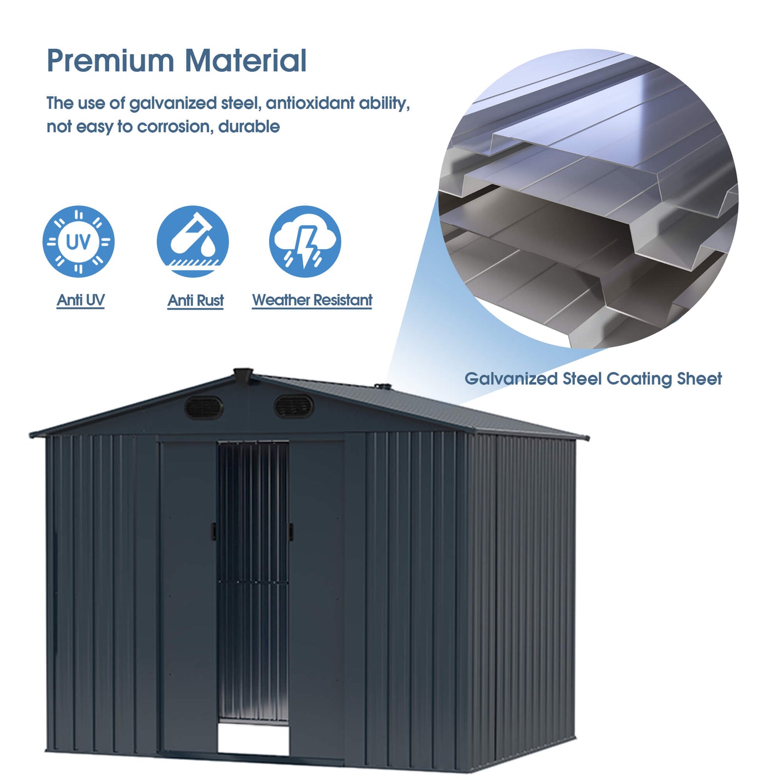 CHERY INDUSTRIAL Metal Storage Shed 8'x6' CHERY INDUSTRIAL Metal Storage Shed 8'x6'