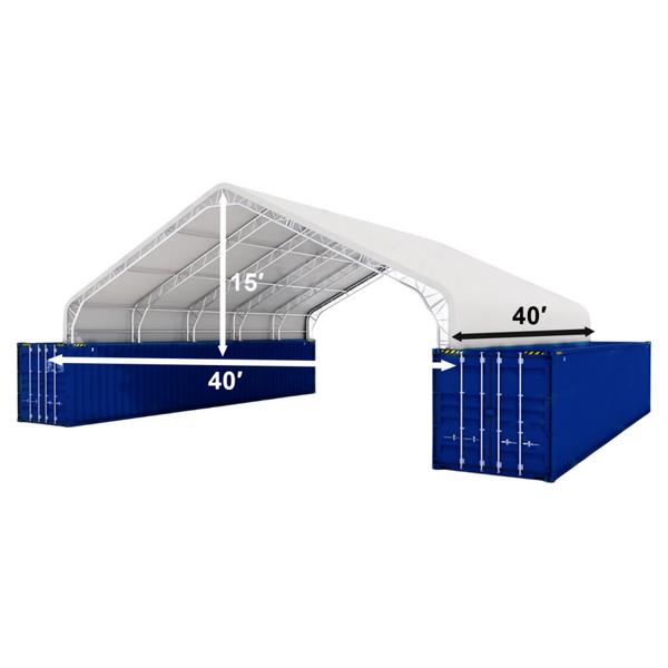40'x40'x15' Double Truss Peak Container Canopy Shelter – Chery Industrial