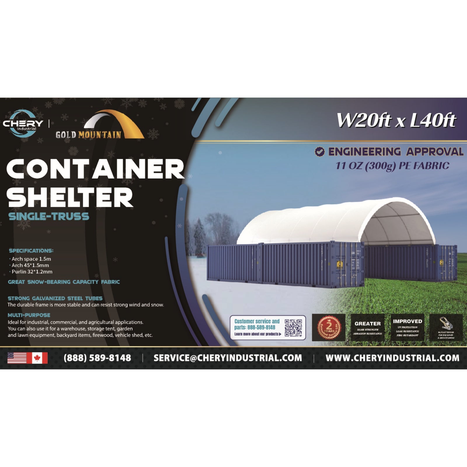 20'x40' Shipping Container Canopy Shelter