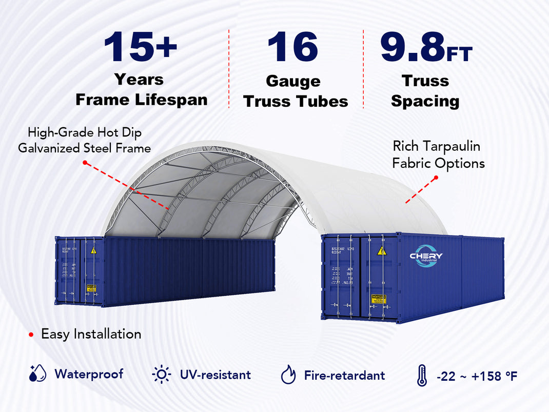 30'x40'x10' Double Truss Shipping Container Shelter – Chery Industrial