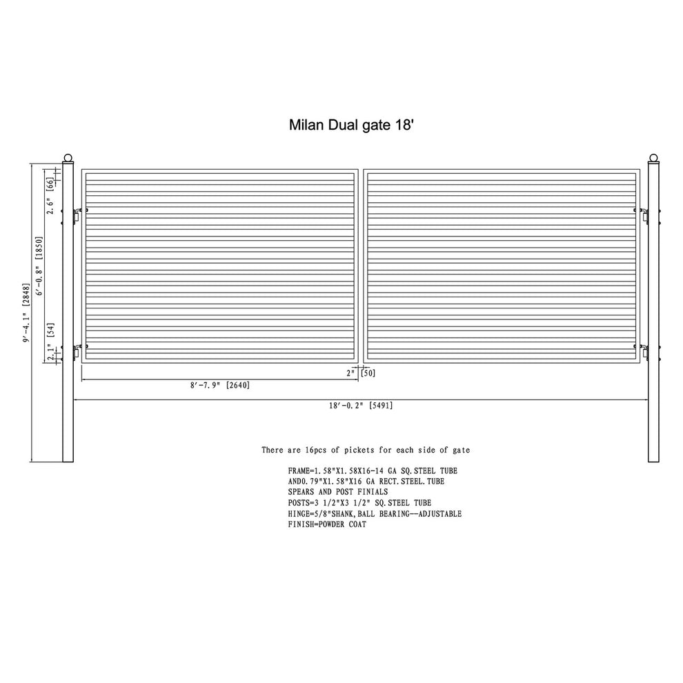 Aleko 18x6 ft Steel Dual Swing Driveway Gate - MILAN Style – Chery ...