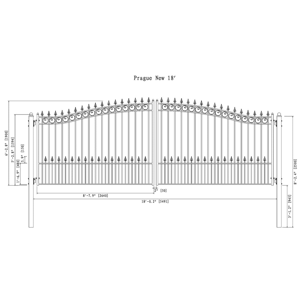 18x6 ft Steel Dual Swing Driveway Gate - PRAGUE Style – Chery Industrial
