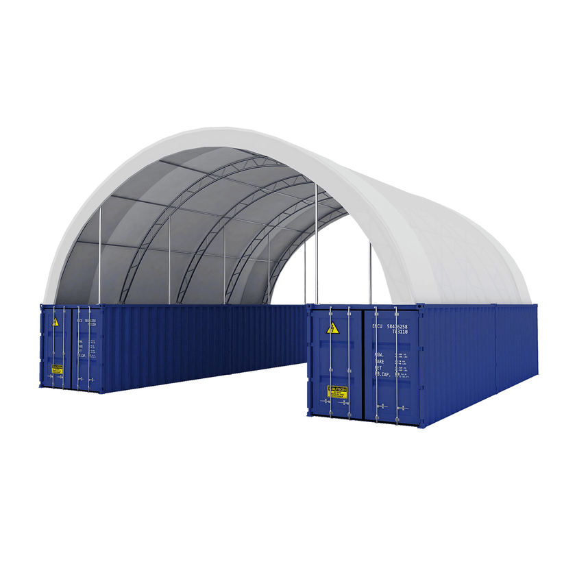 40'x40'x15' Double Truss Shipping Container Canopy Shelter, Outside ...
